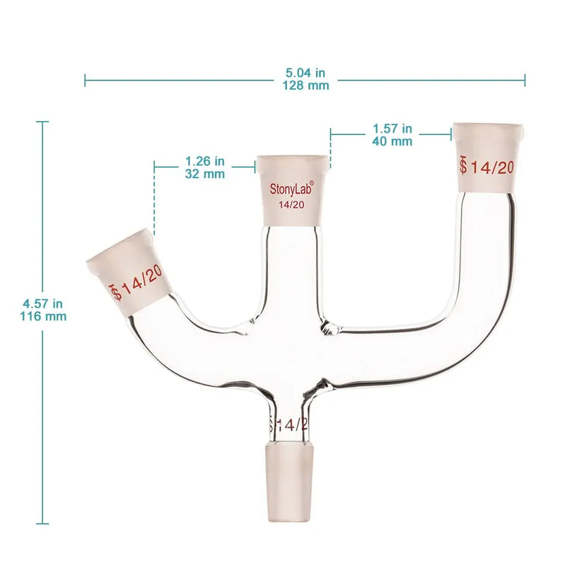 3-Inlet Claisen Distillation Adapter, Glass Adapter - StonyLab