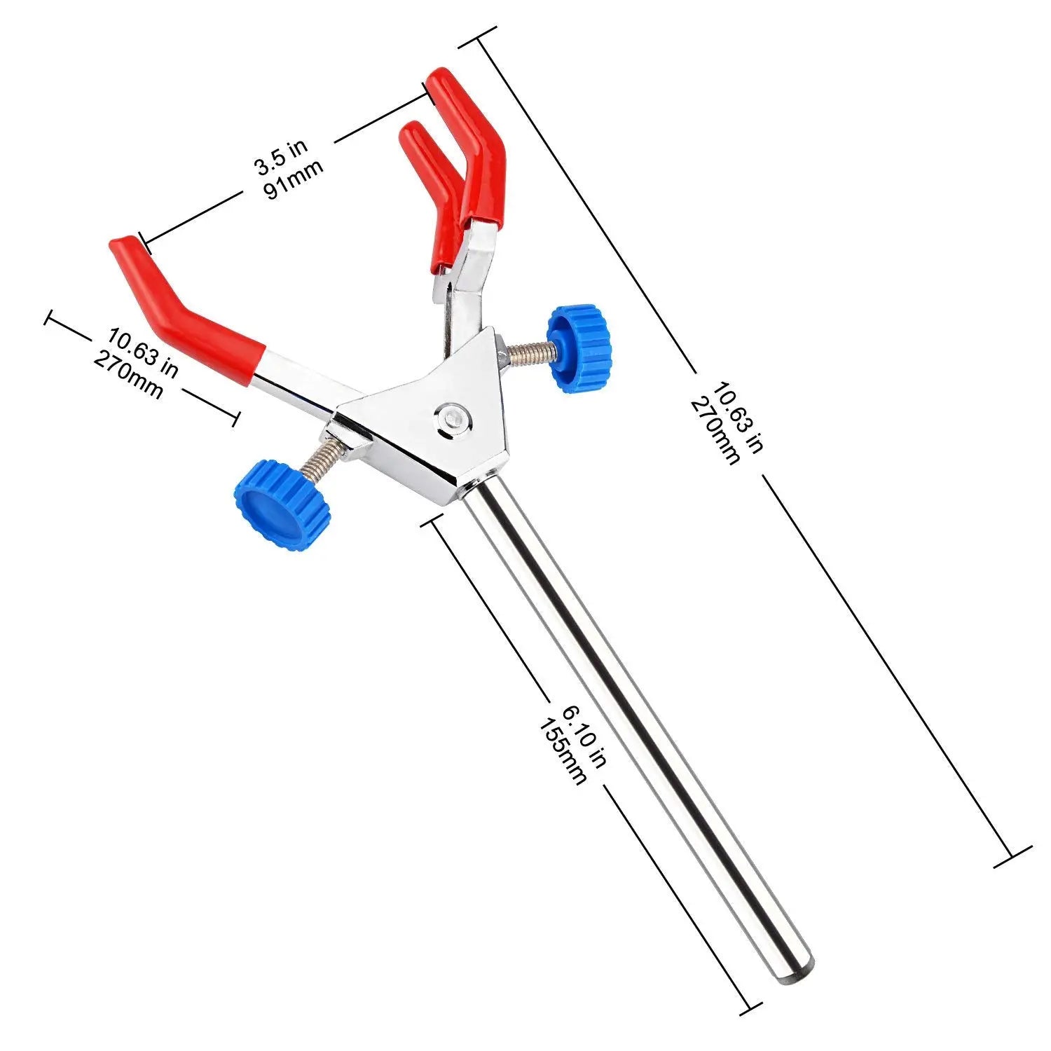 3 Prong Dual Adjustable Clamp, Swivel Clamp Finger Style - StonyLab