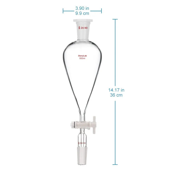 Conical Separatory Funnel with PTFE Stopcock, Glass Funnel - StonyLab