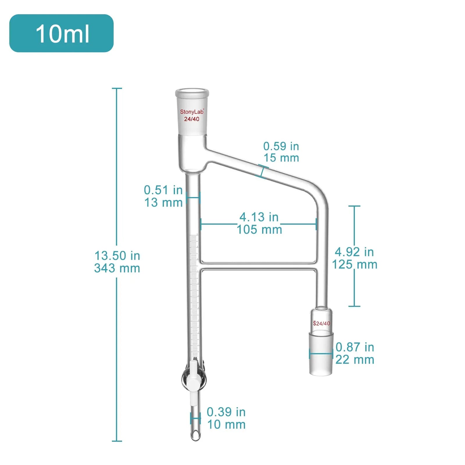 Dean-Stark Distillation Receiver 10 mL, 24/40 Joint Glass – StonyLab