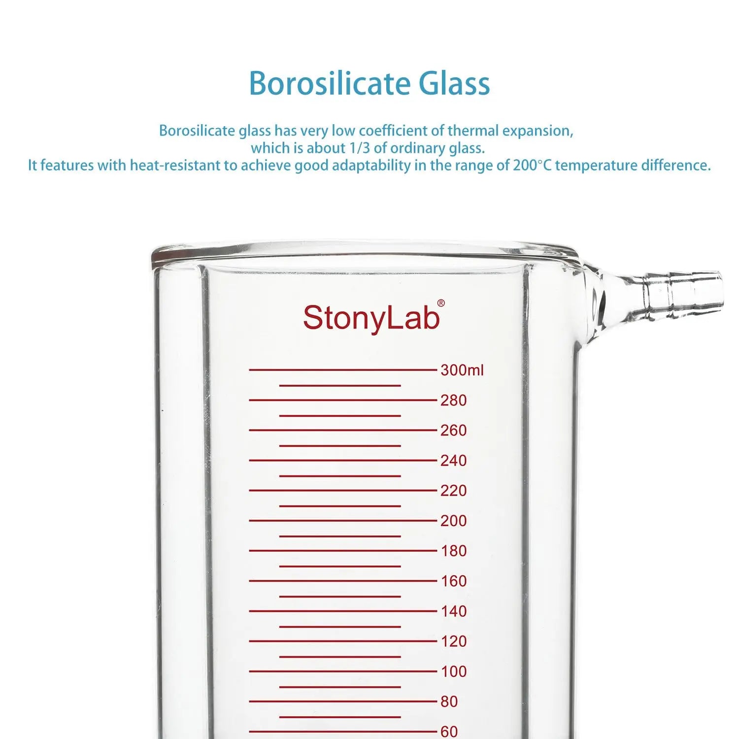 Graduated Jacketed Beaker, Double-Layer Lab Reaction Beaker - StonyLab