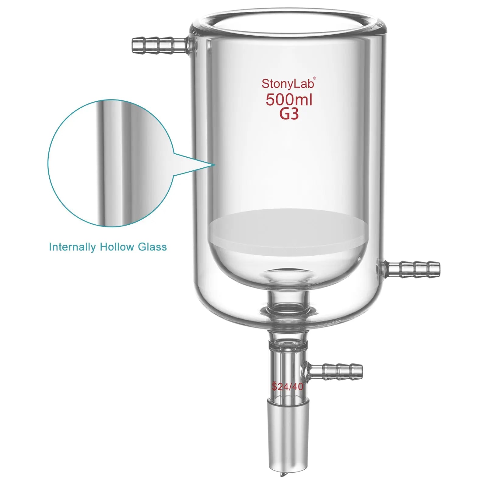 Jacketed Buchner Filter Funnel, Fine Frit, 24/40 Joint, 250–500 mL ...