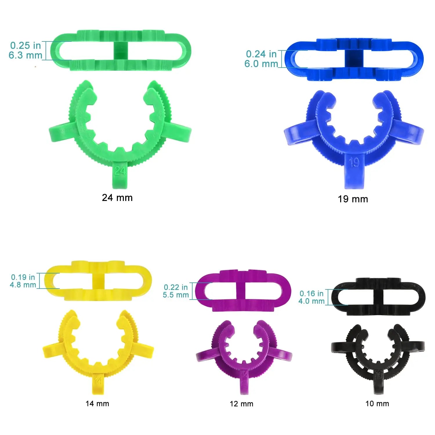 Plastic Joint Clip Set, 9 pcs Keck Clamp Lab Keck Clips - StonyLab