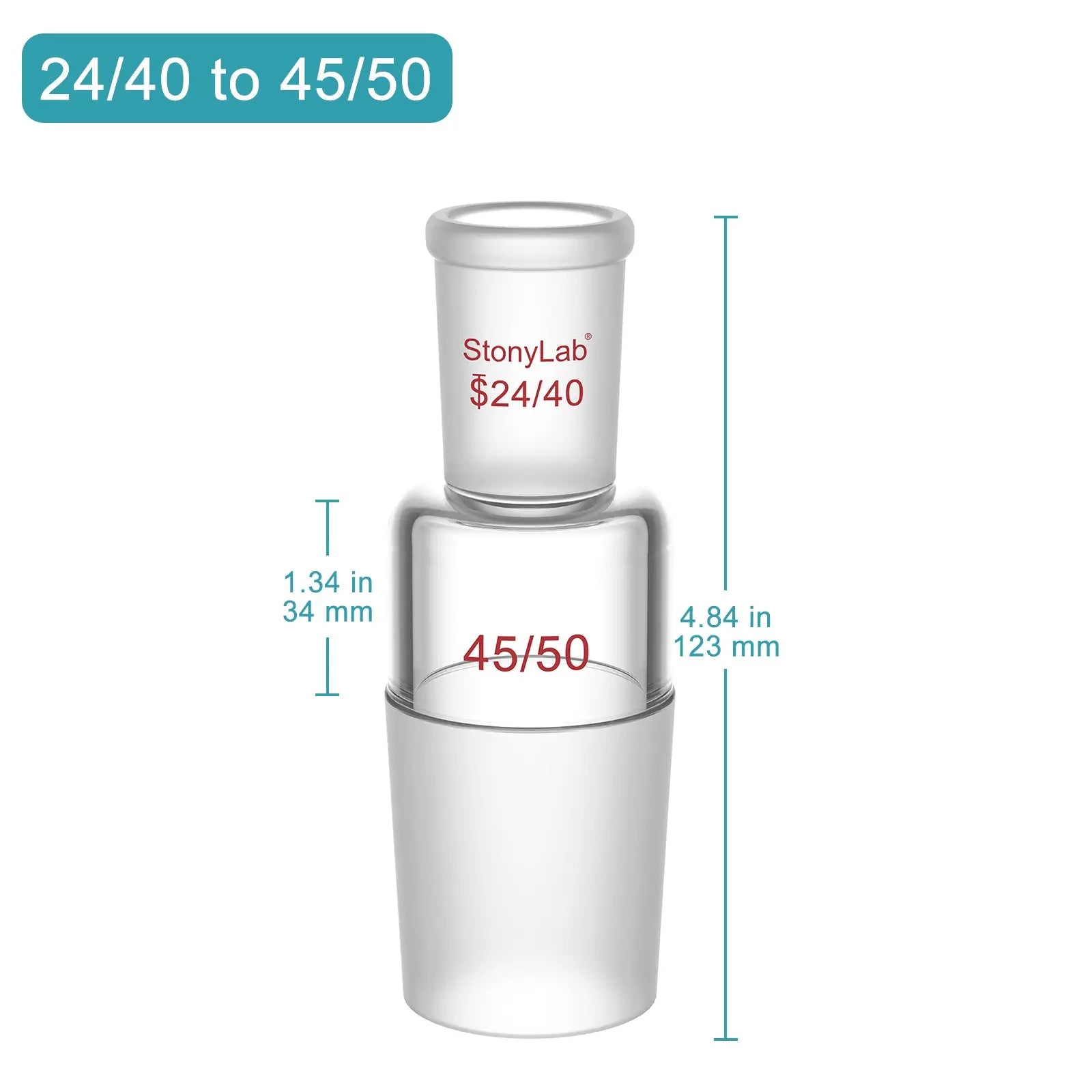 StonyLab Reducing Adapter 24/40 to 45/50 Joint | Borosilicate Glass