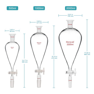 Conical Separatory Funnel with PTFE Stopcock, Glass Funnel - StonyLab