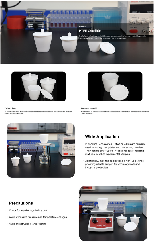 PTFE Teflon Crucible Cup Beaker with Lid for Laboratory - StonyLab
